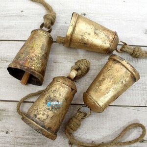 3 Large Rustic Farmhouse Tub Cow Bells, 5 Inch Iron Metal Handmade ...