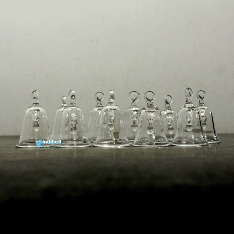 12 Glass Bells Ornaments Suncatchers Bells, 2 Inch Crystal Clear Hand ...