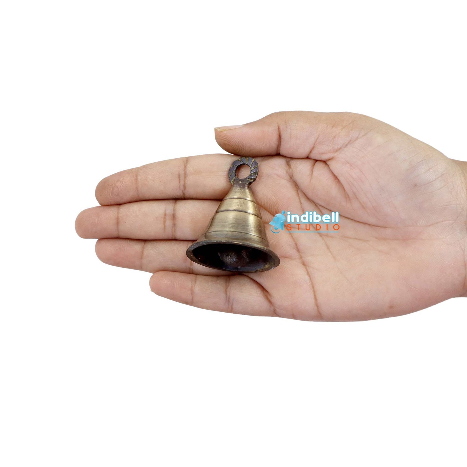 Tanjori Antique Brass Temple Bells, Vintage Indian Pooja Mandir Decor ...
