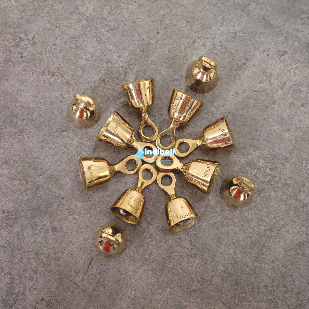10 Small Indian Brass Wind Chimes Bells, 2 Inch DIY Crafting Bells ...