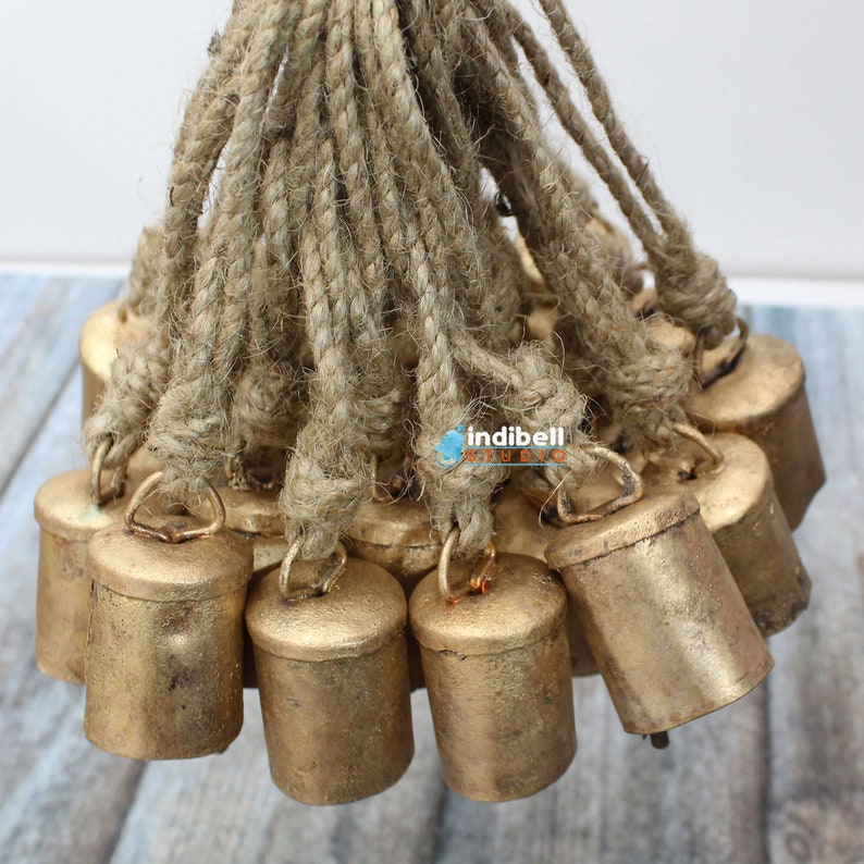 Rustic Gold Christmas Wreath Bells 2 With Rope 15 / - Etsy