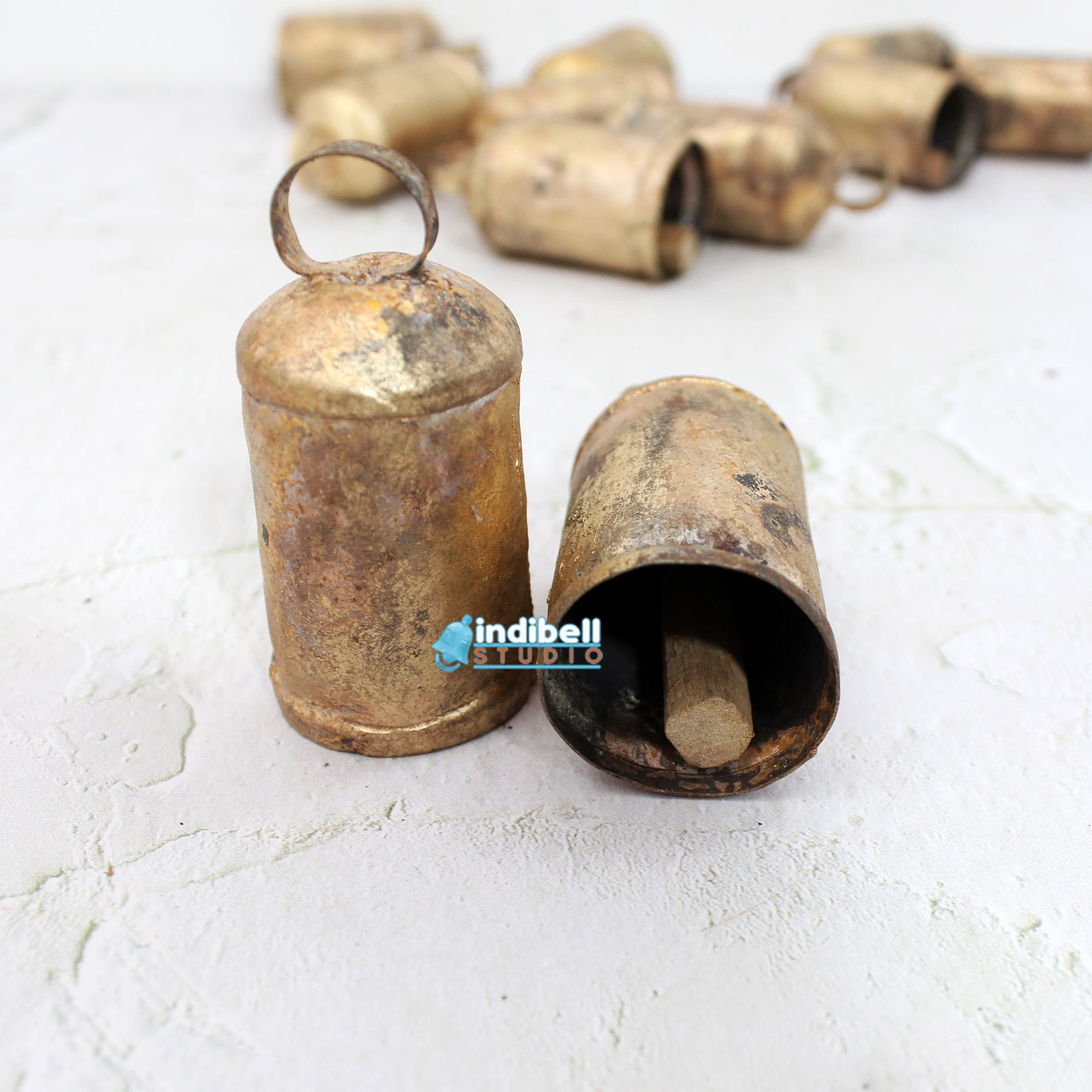 12 Vintage Rustic Iron Tin Bells Cylindrical Recycled Rounded - Etsy