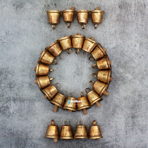 15 Pcs Metallic Rustic Golden Bells, 2 Inch, Bucket Tub Rustic Vintage ...