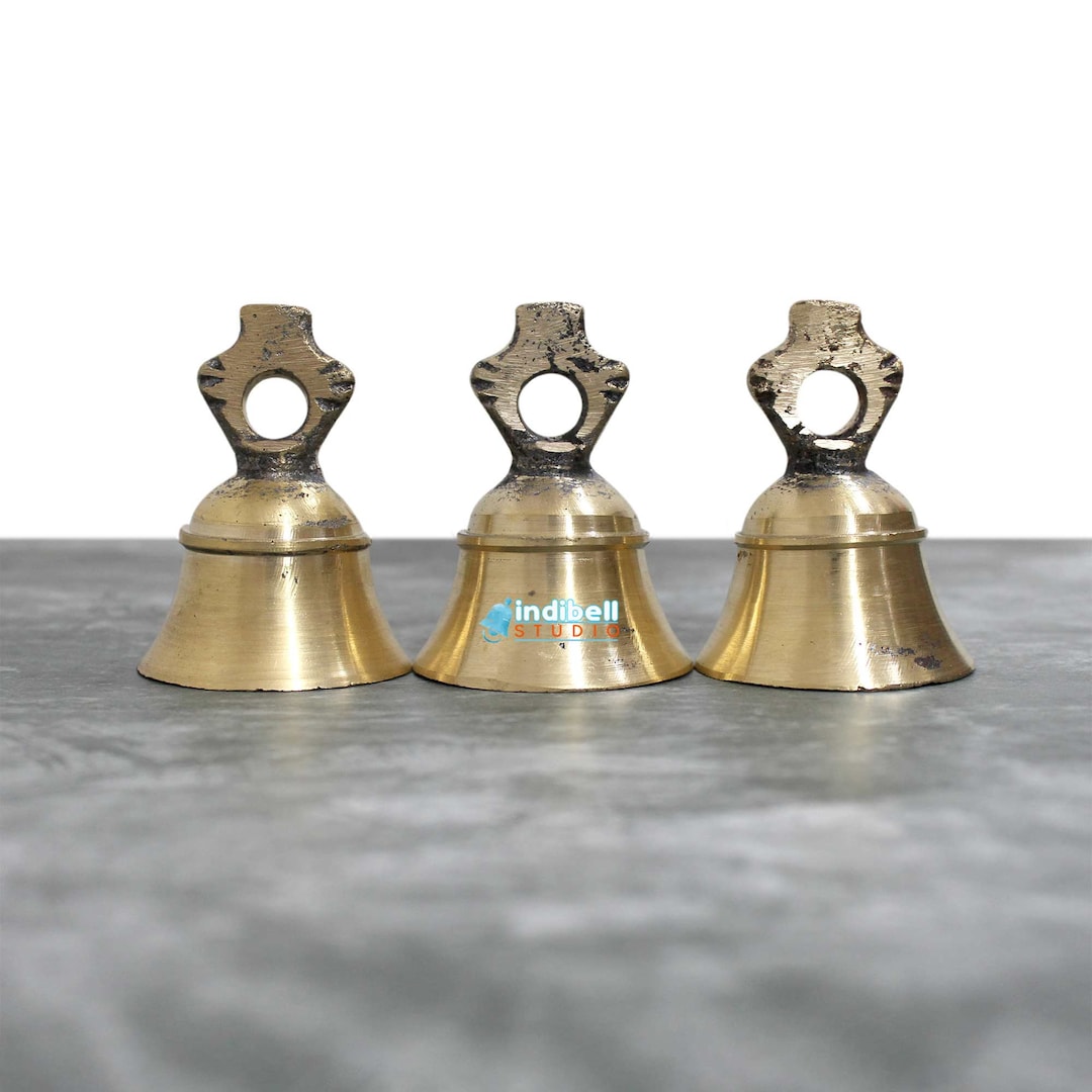 3 Vintage Indian Temple Bells for Home Decoration, Antique Brass Bells ...
