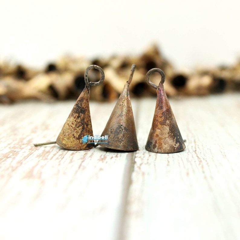 50 Small Mini RUSTIC COW Bells Wind Chimes Garden Bells, Tiny Cone ...