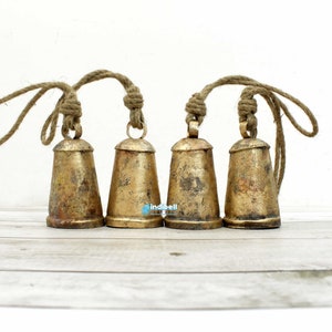 3 Large Rustic Farmhouse Tub Cow Bells, 5 Inch Iron Metal Handmade ...
