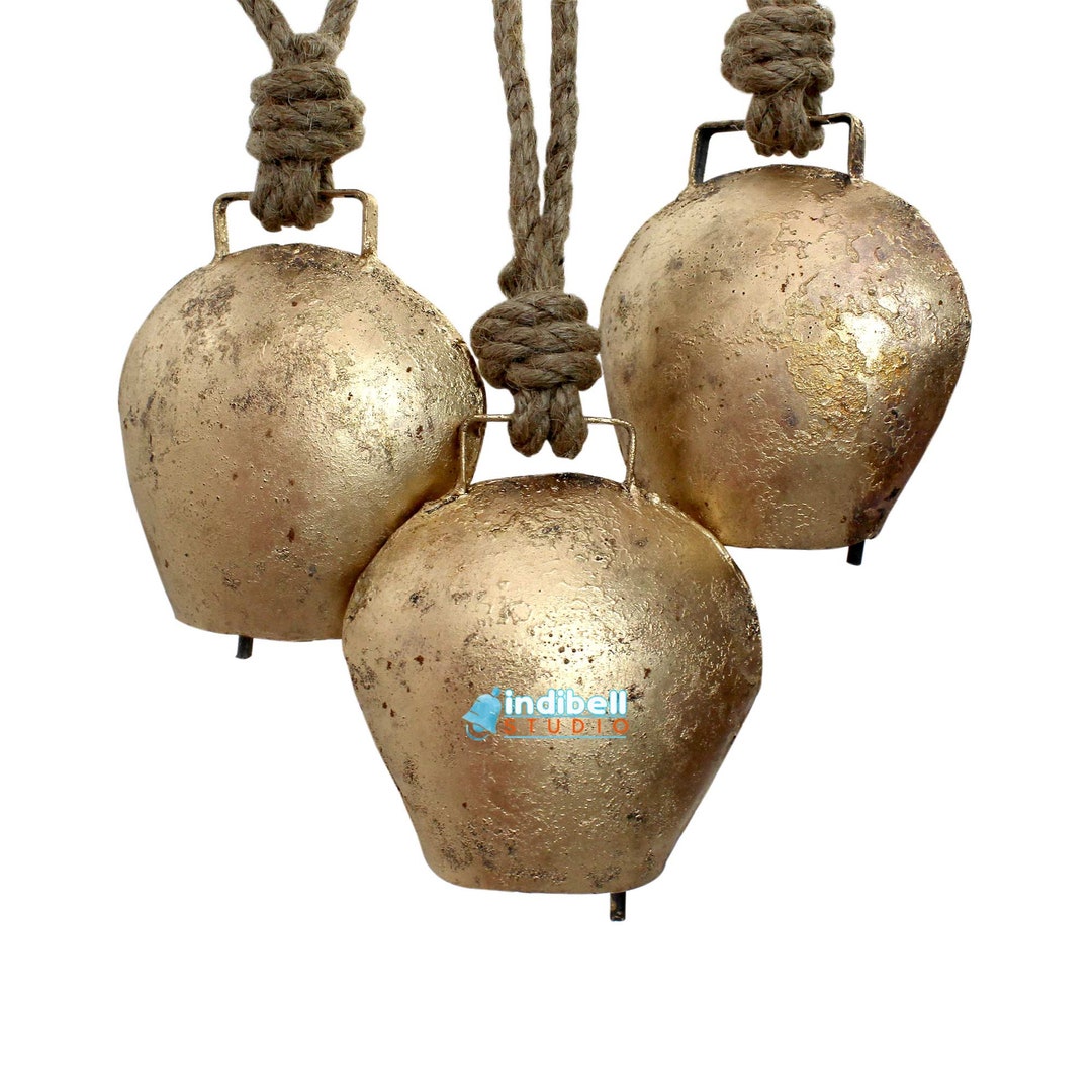 Rustic Recycled Indian Cow Bells, Metal Art Bells for Wind Chimes ...
