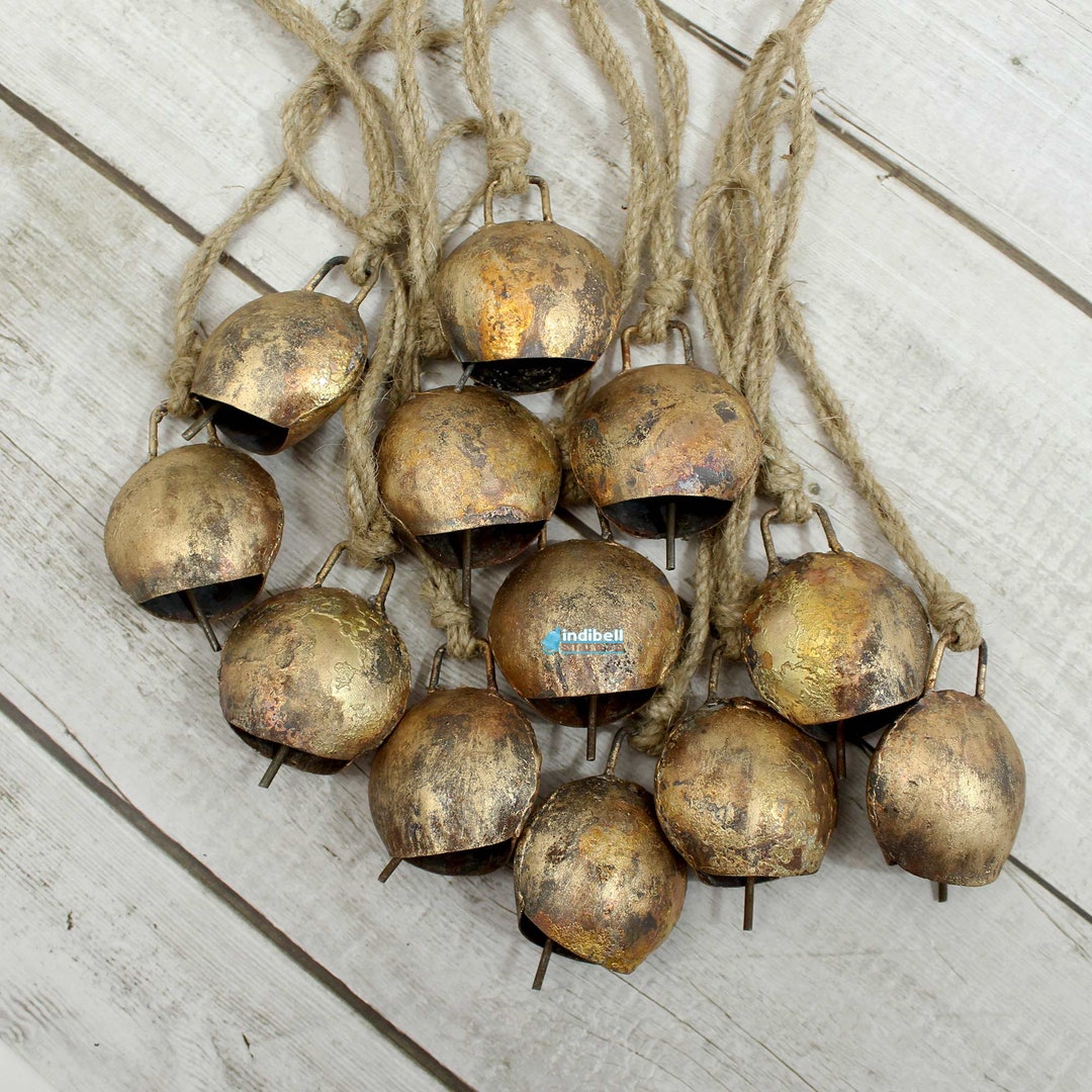 15 Rustic Farmhouse Fireplace Decor Bells, Mini Moon Wreath Garland ...