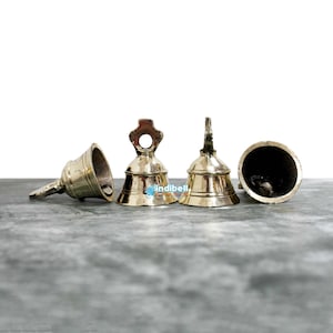 3 Indian Brass Temple Puja Mandir Bells Ghanta, Gold Bells Clear Loud ...