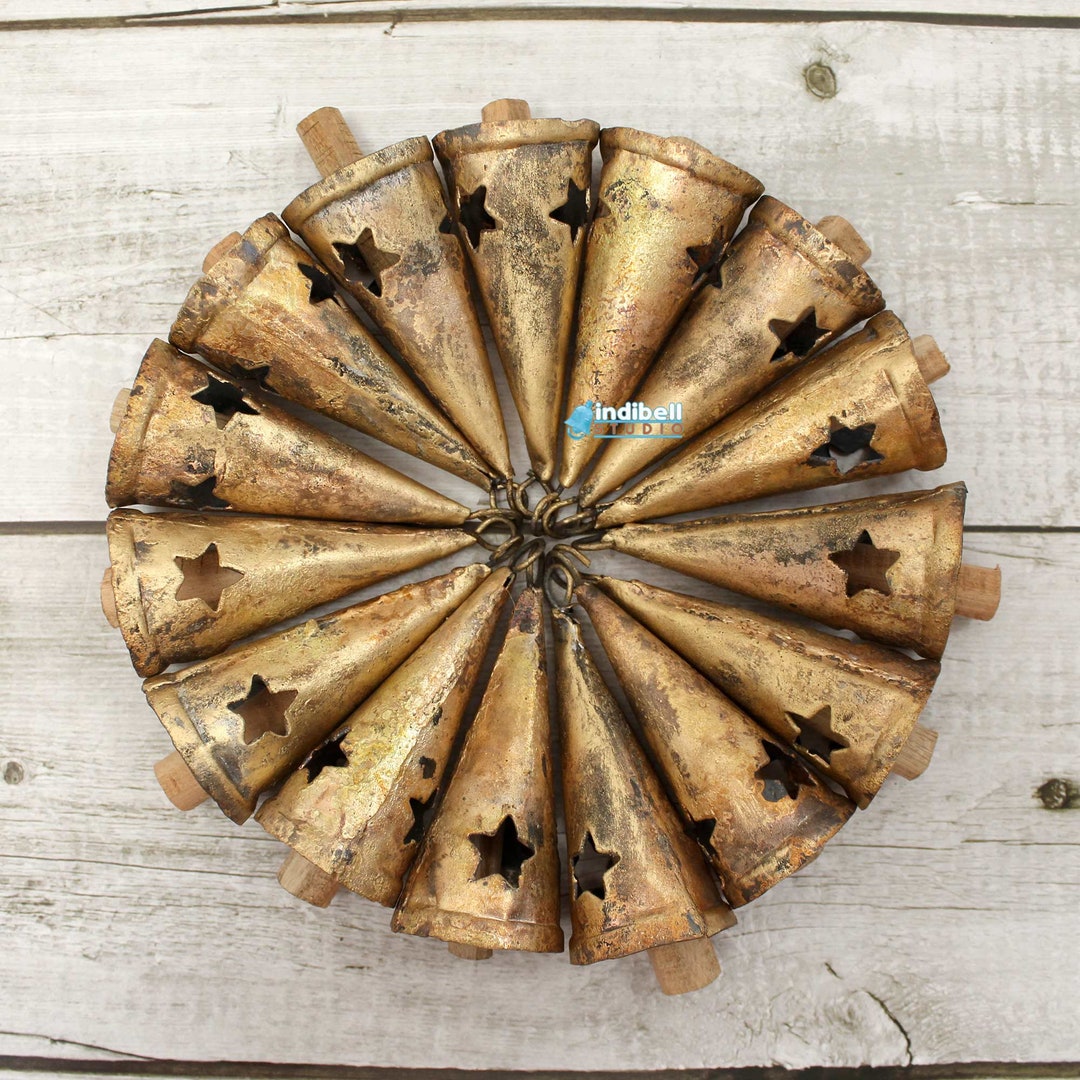 12 Large Pentagram Rustic Cone Cow Bells / Farmhouse Decor Christmas ...