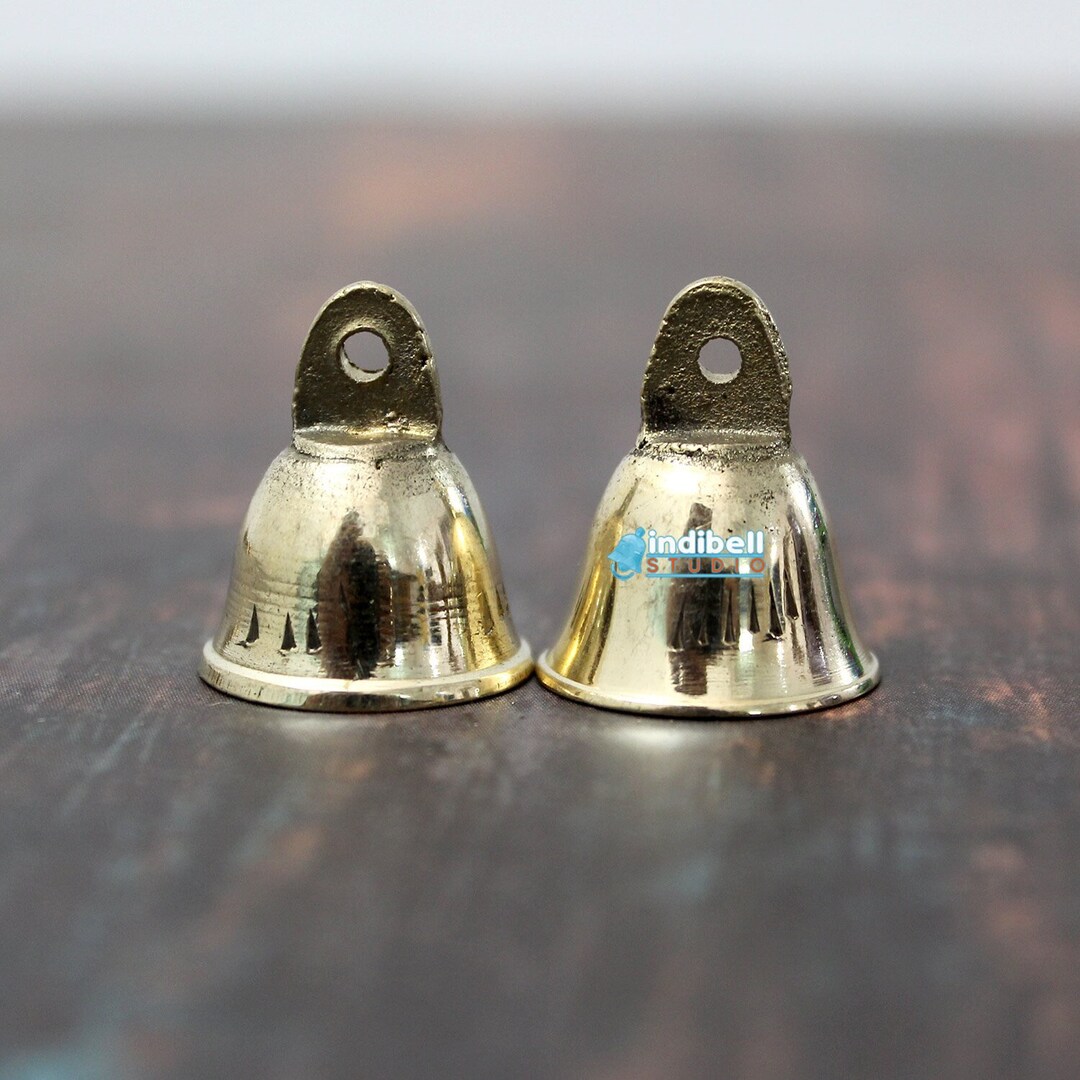 25 Small Mini Brass Bells Indian Temple Decorations, Elephant Claw Bell ...