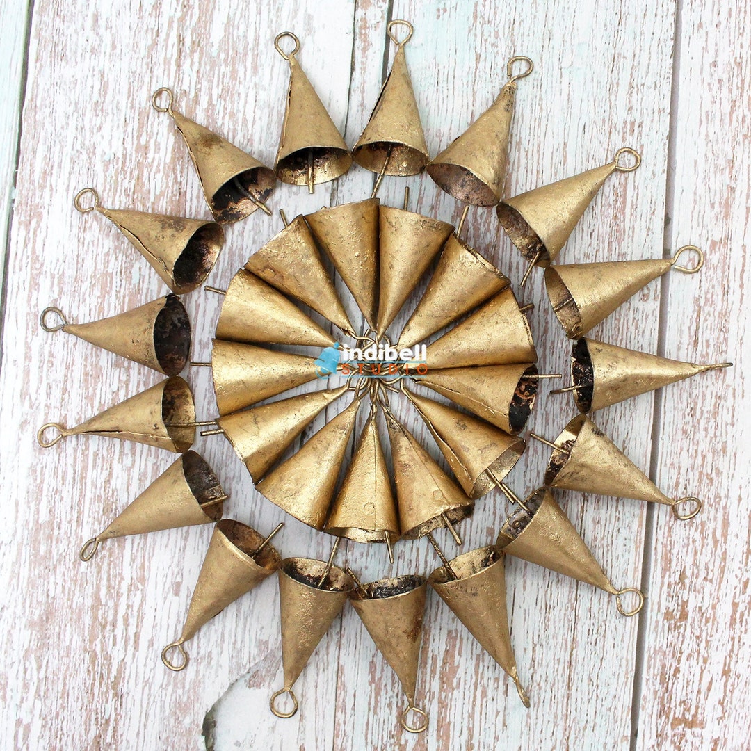 30 Vintage Style Recycled Iron Tin Bells Triangular Tin Cow Bells 2.5 ...