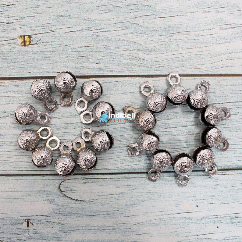 Small Silver Brass Sleigh Jingle Bells Charm, Animal Pet Bells Abstract ...