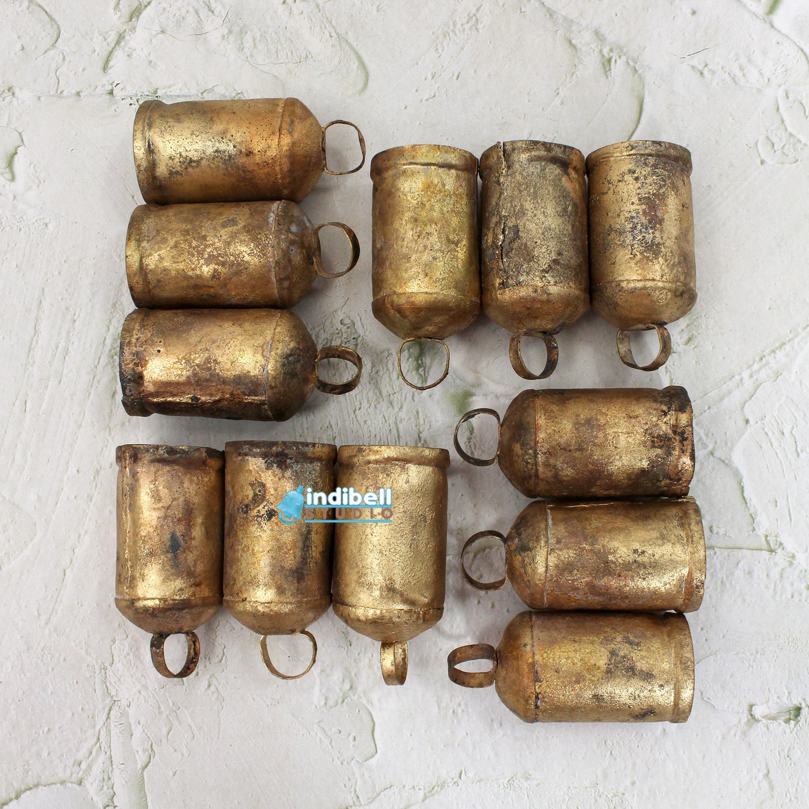 12 Vintage Rustic Iron Tin Bells Cylindrical Recycled Rounded - Etsy