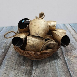 8 Rustic Golden Round Recycled Vintage Style Cow Bells Iron Metal 3 for ...
