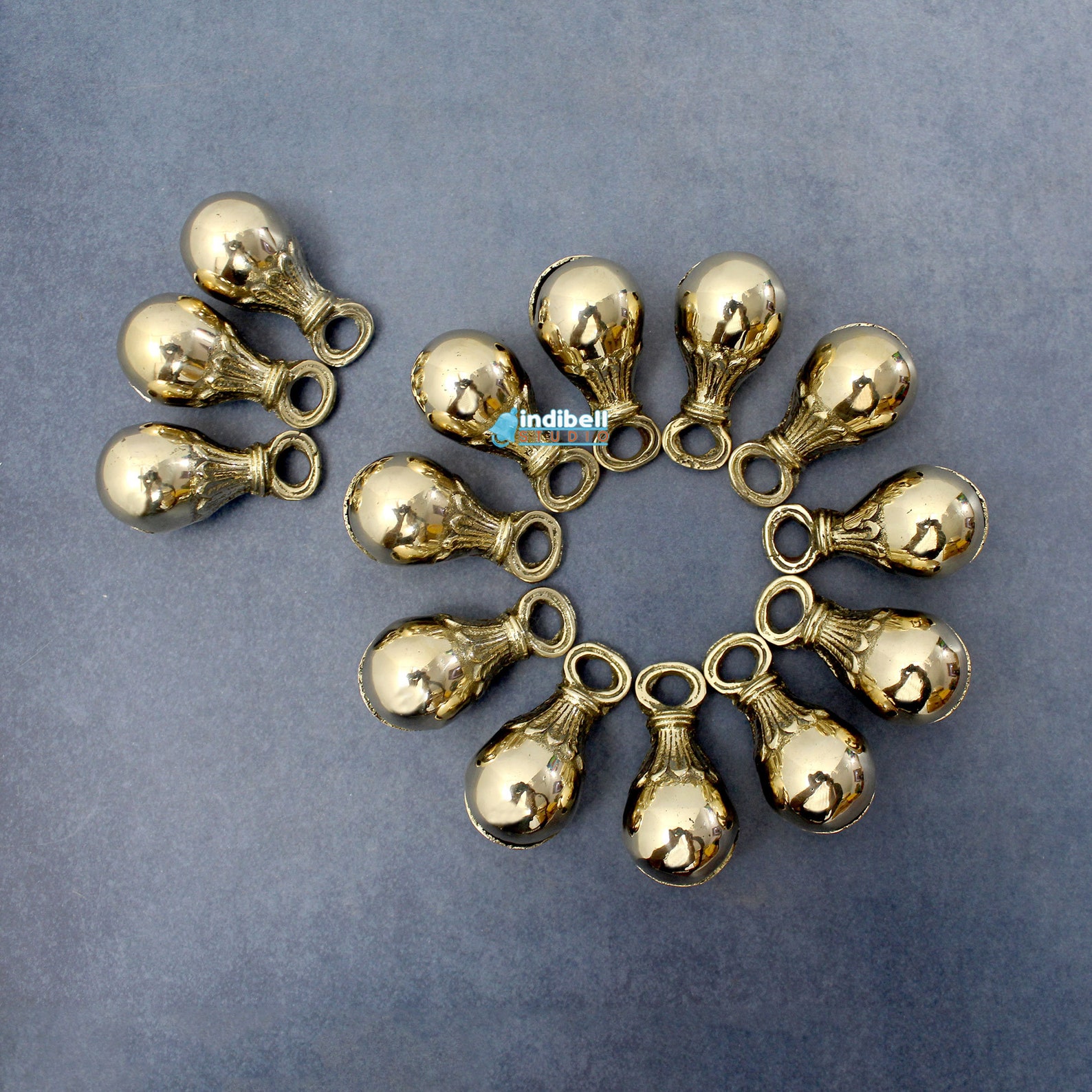 10 Gold Crown DIY Brass Sleigh Bells, Decorative Ornaments Vintage ...