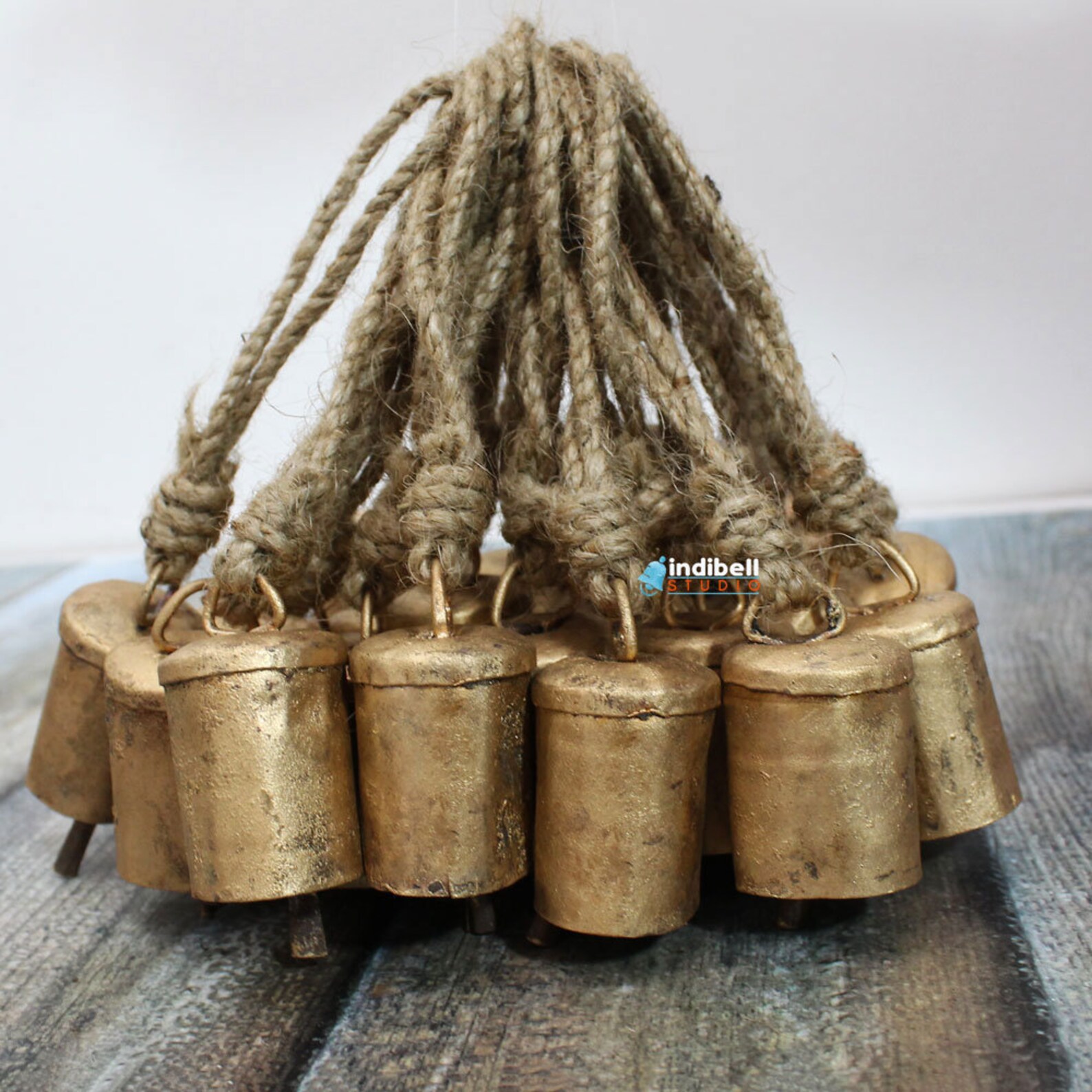 Rustic Gold Christmas Wreath Bells 2 With Rope 15 / - Etsy