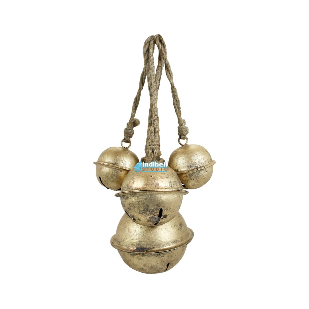4 Farmhouse Country Christmas Bells, Rustic Jingle Bells for Wreath ...
