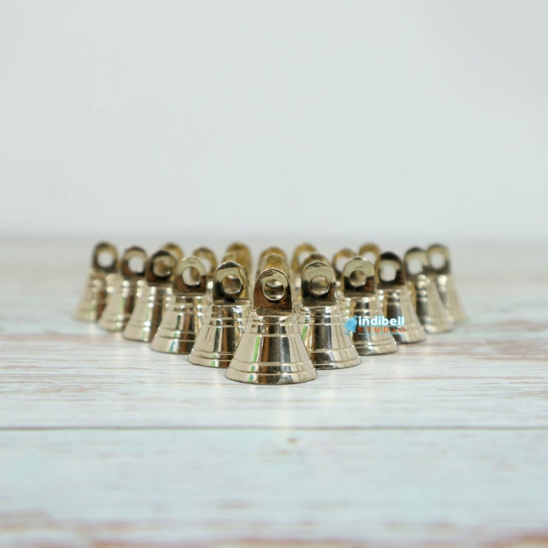 100 Mini Small Indian Brass Bells DIY Crafting, Home Decor Bulk ...