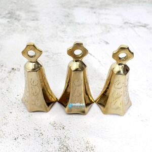 Brass Golden Vintage Altar Temple Bells Decor, Hexagonal Shape Hanging ...