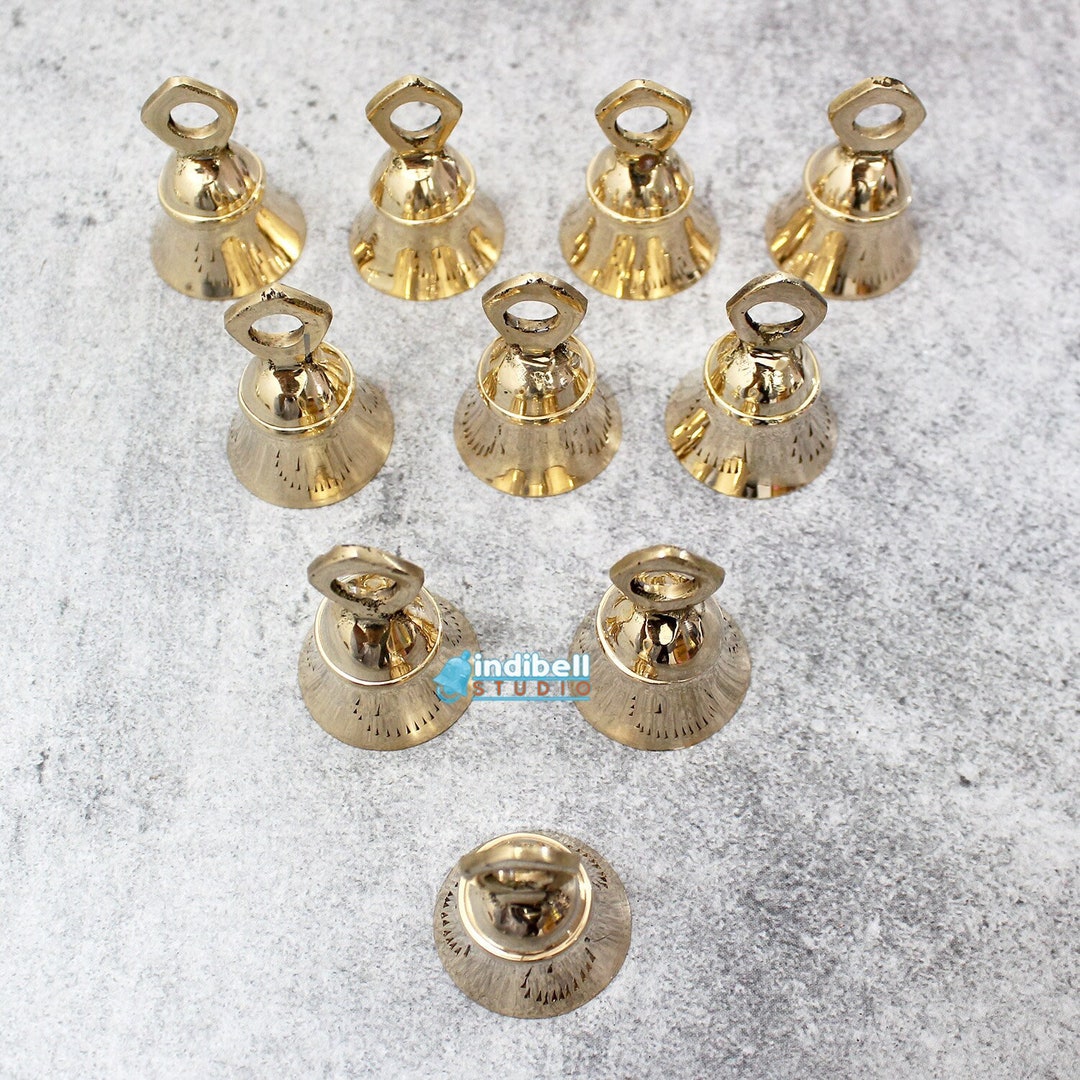 10 | 2 Inch Golden Brass Bells From India, Craft Supplies Crafting ...