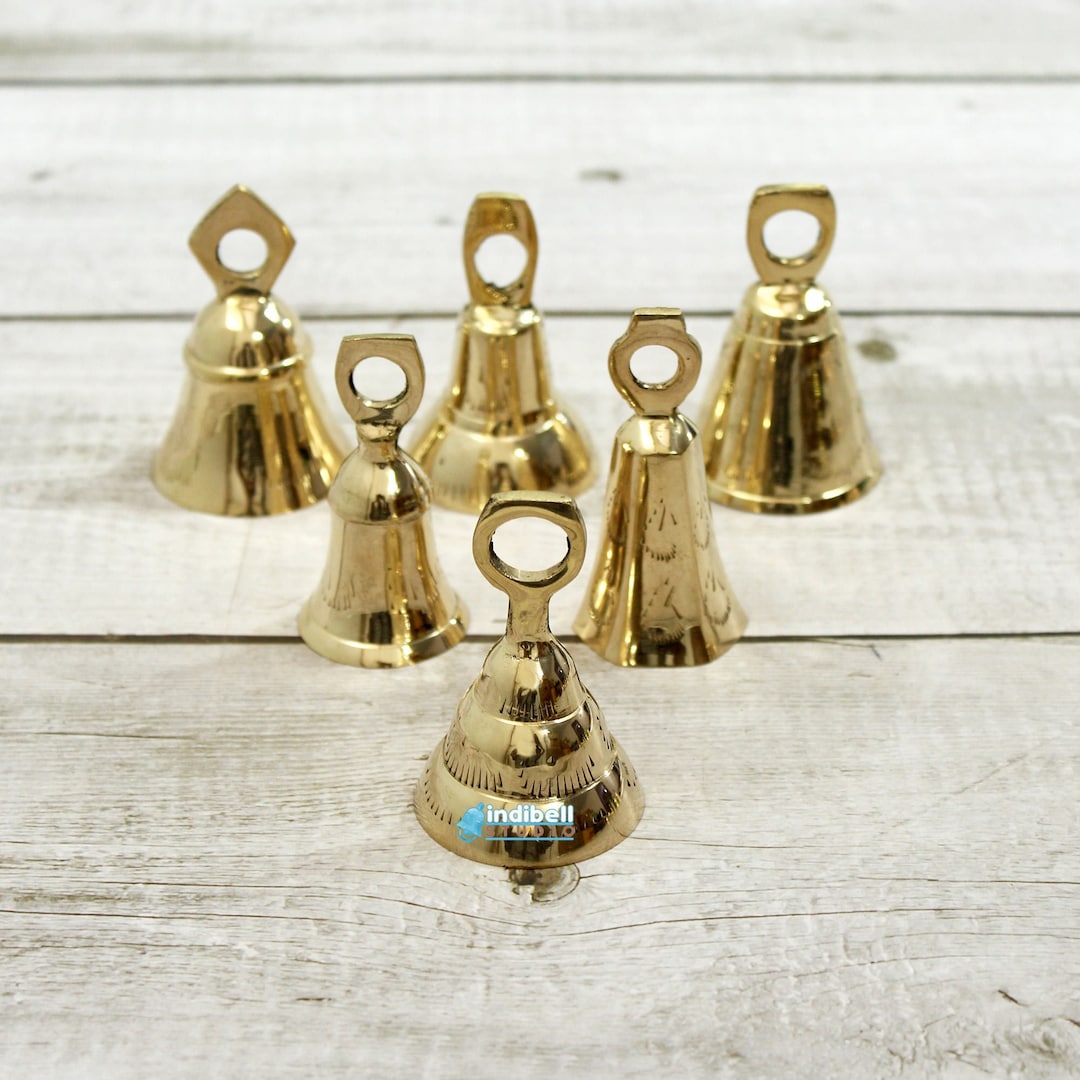 Large Brass Altar Decor Meditation Temple Bells, Set of 6, Approx 3 ...