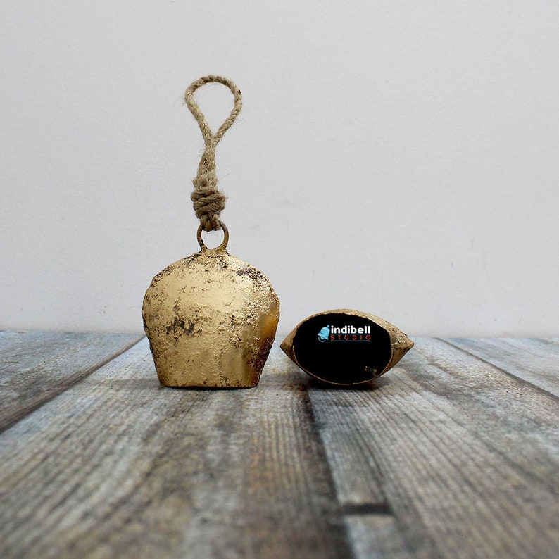 8 Rustic Golden Round Recycled Vintage Style Cow Bells Iron - Etsy