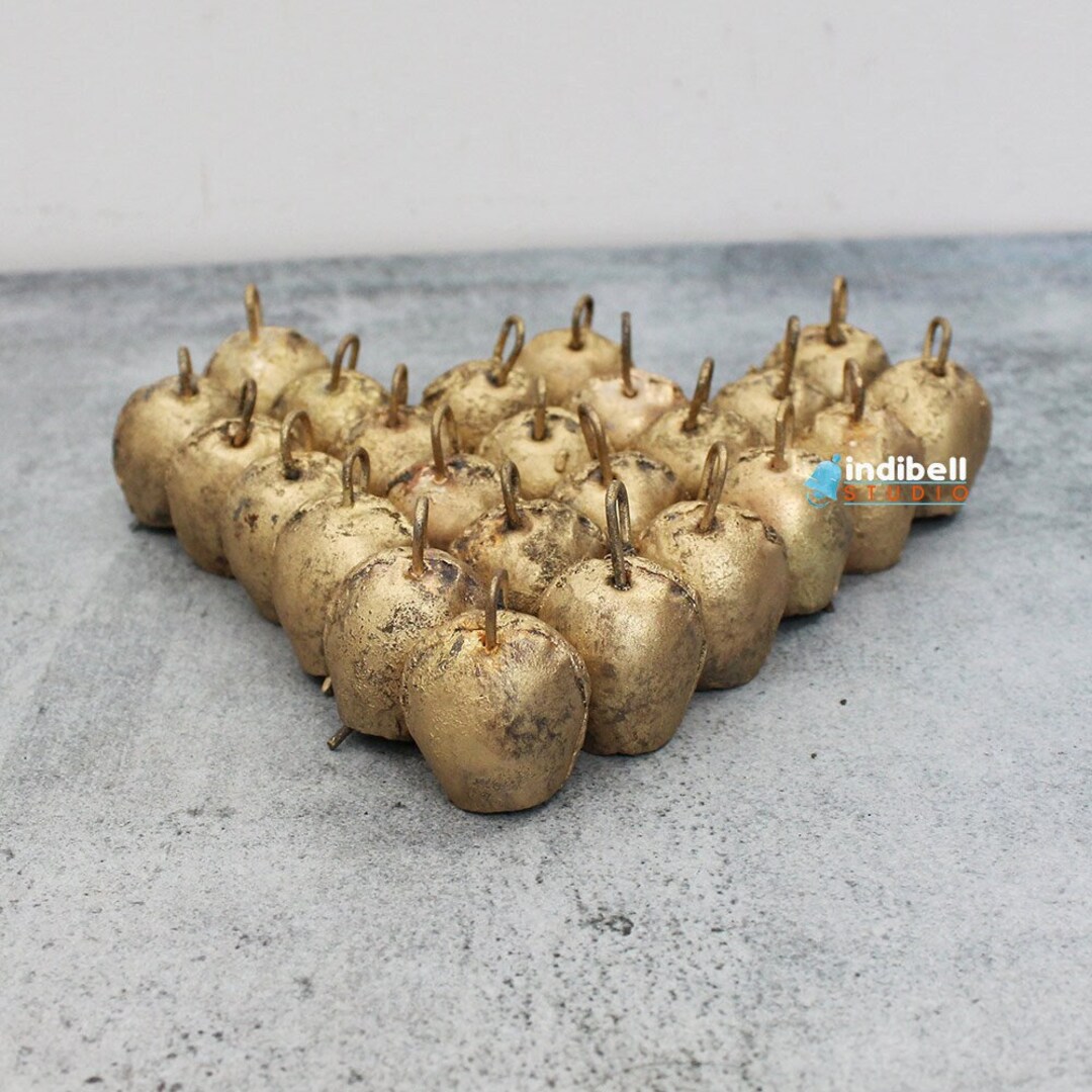 15 Adorable Round Rustic Indian Bells Golden Semi Circle Bells, 2" Inch ...