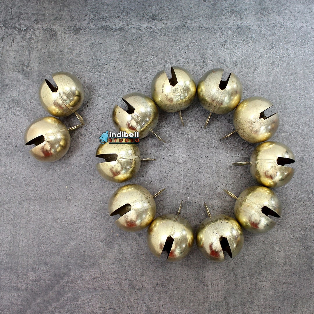 10 Large Round Jingle Bells, Light Gold Metal Craft Bells, DIY ...