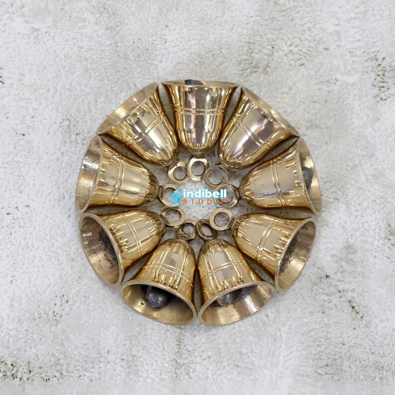 Vintage Style Brass Temple Bells, Indian Pooja Mandir Home Decor Bells ...