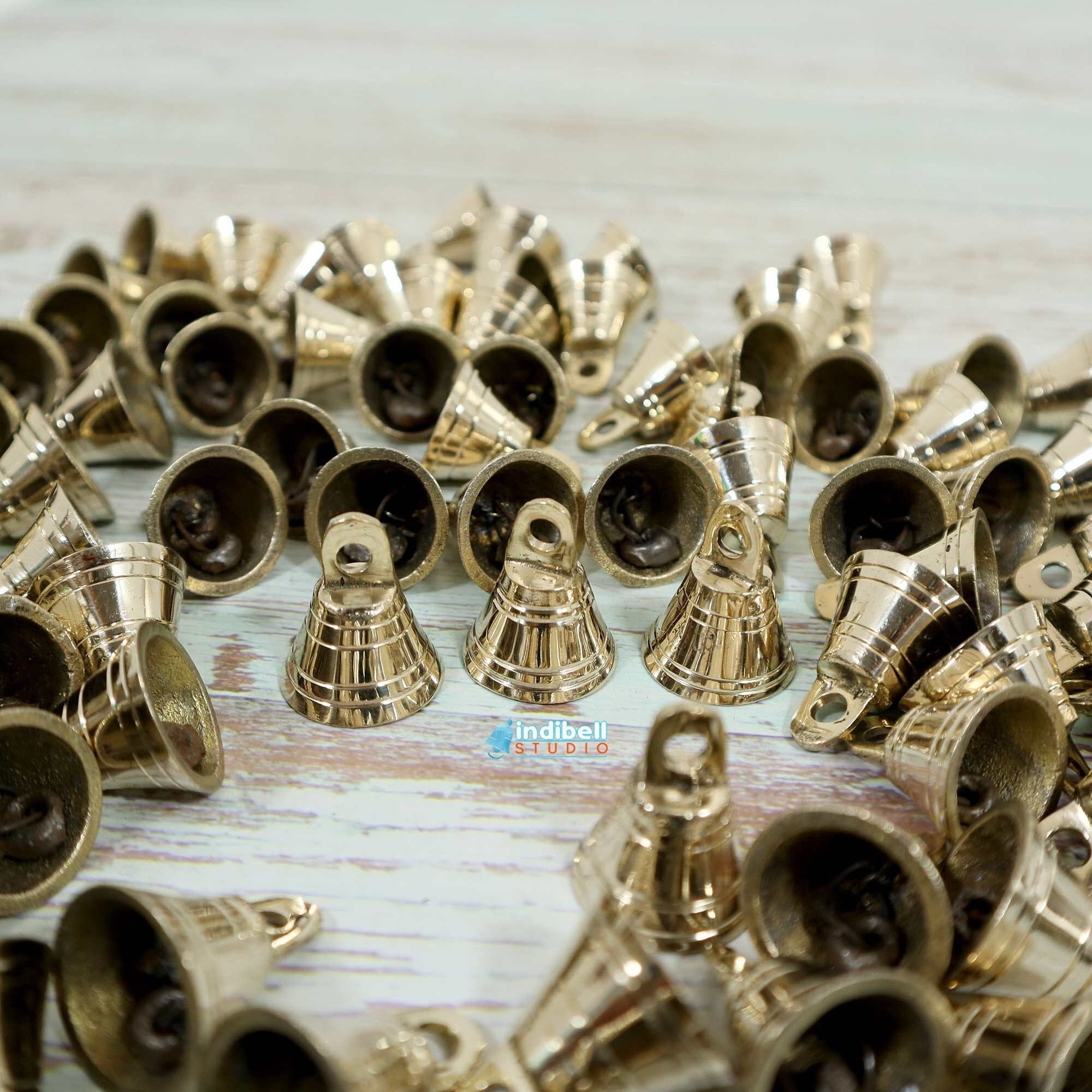 100 Mini Small Indian Brass Bells DIY Crafting, Home Decor Bulk ...