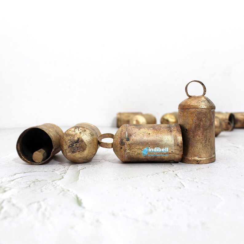12 Vintage Rustic Iron Tin Bells Cylindrical Recycled Rounded - Etsy