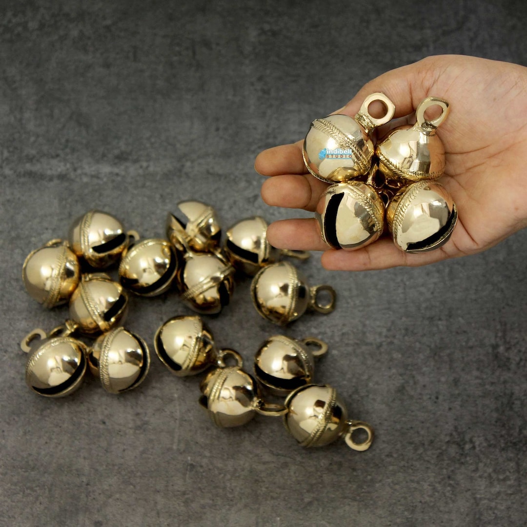 4 Round Solid Brass Horse Sleigh Bells, Ride Bell, Antique Vintage Gold ...