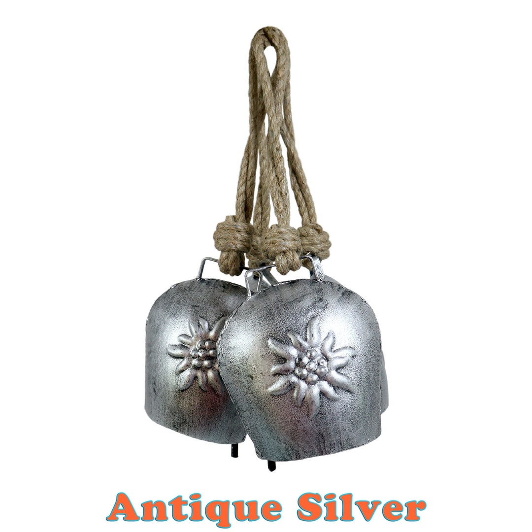 Antique Silver Edelweiss Cow Bell Flower Embossed Swiss Cowbells - Etsy