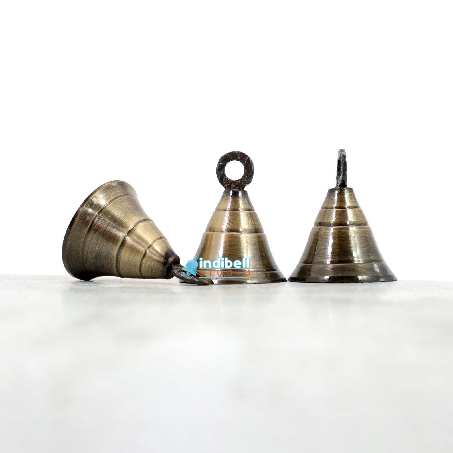 Tanjori Antique Brass Temple Bells, Vintage Indian Pooja Mandir Decor ...