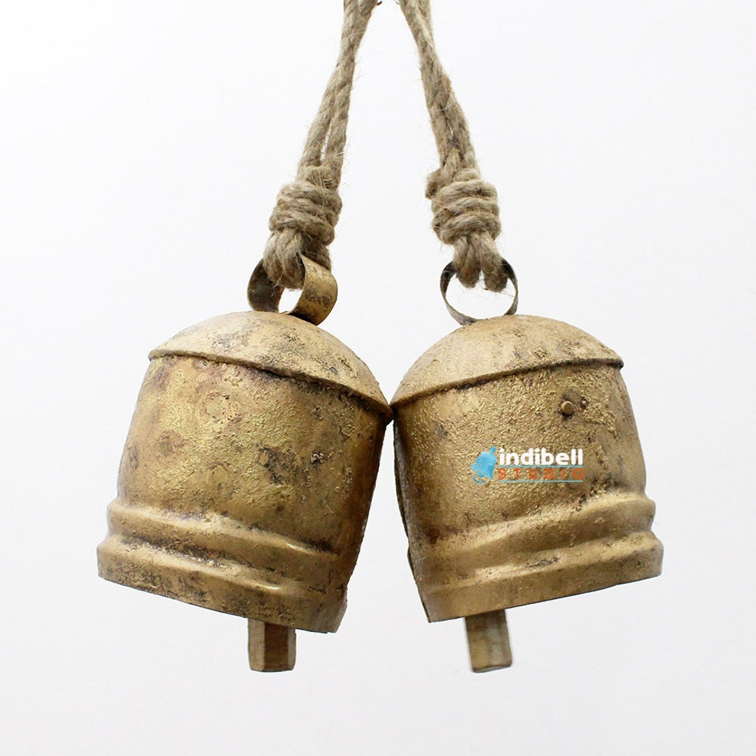 Shabby Chic Rustic Iron Wind Chime Cow Bells Large Recycled Tin 5 ...
