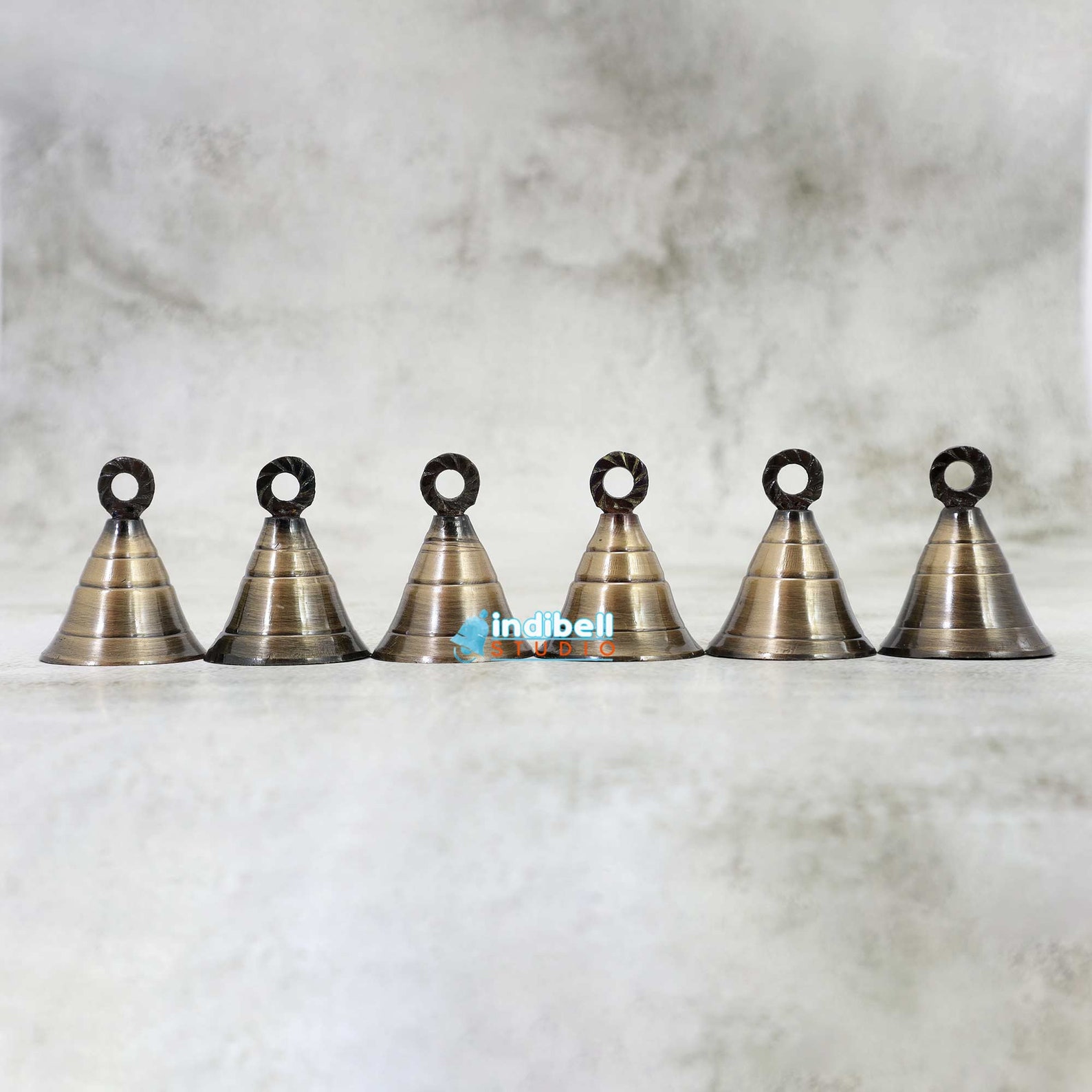 Tanjori Antique Brass Temple Bells, Vintage Indian Pooja Mandir Decor ...