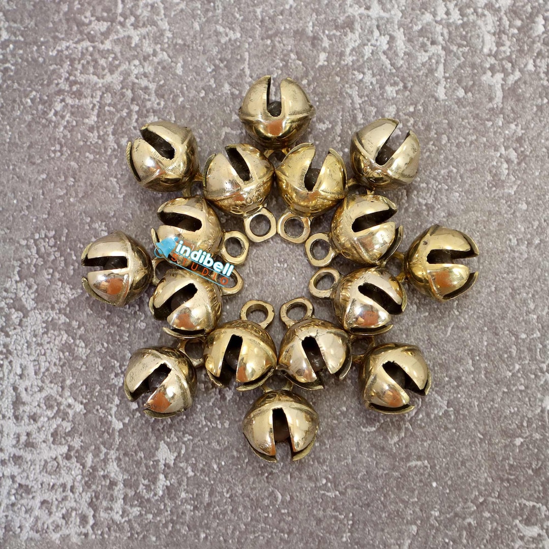 10 Vintage Style Brass Sleigh Bells, Rugged Solid Cross Cut Horse Goat ...