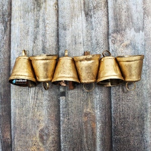 8 Metallic Rustic Golden Tub Cow Bells Approx 3 Inch, Rustic Vintage ...
