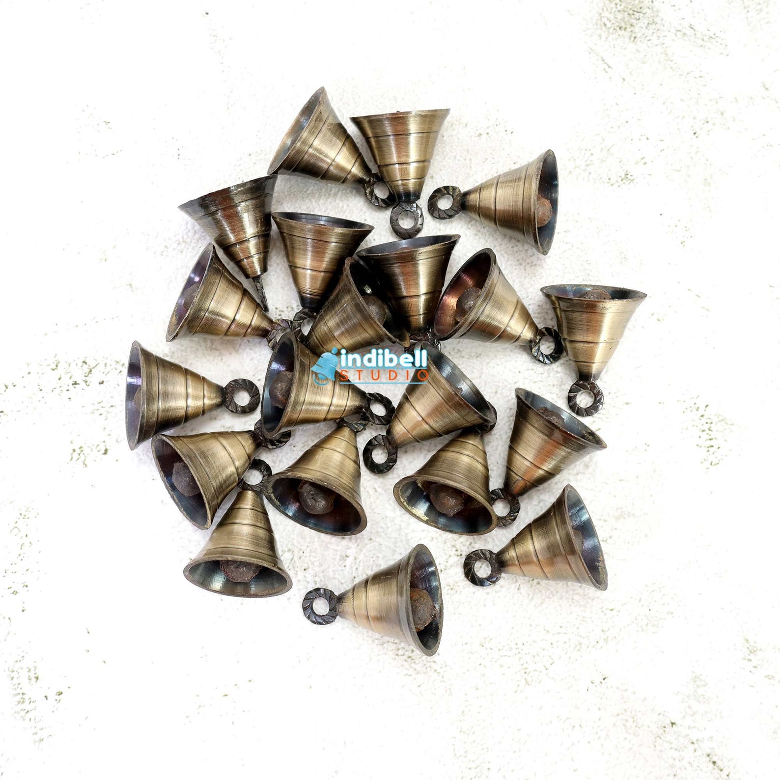 Tanjori Antique Brass Temple Bells, Vintage Indian Pooja Mandir Decor ...