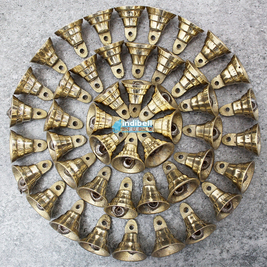 25 Small Mini Hanging Brass Bells India, Elephant Claw Bell, Antique ...