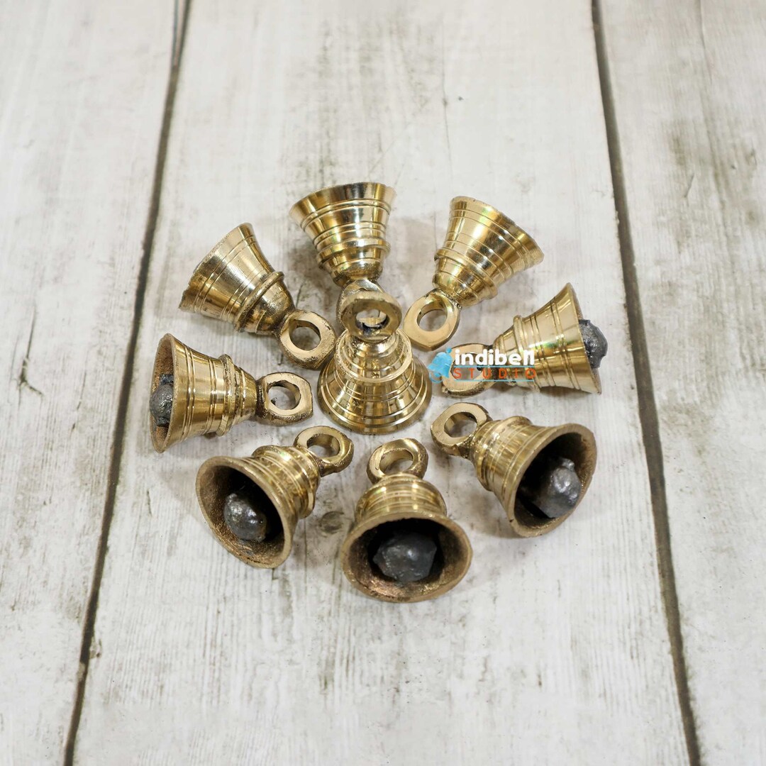 10 Traditional Brass Temple Bells Tanjori Decorative Hanging Metal ...