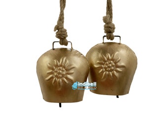 Engraved Swiss Cow Bells, Vintage Antique Silver Pewter Finish ...