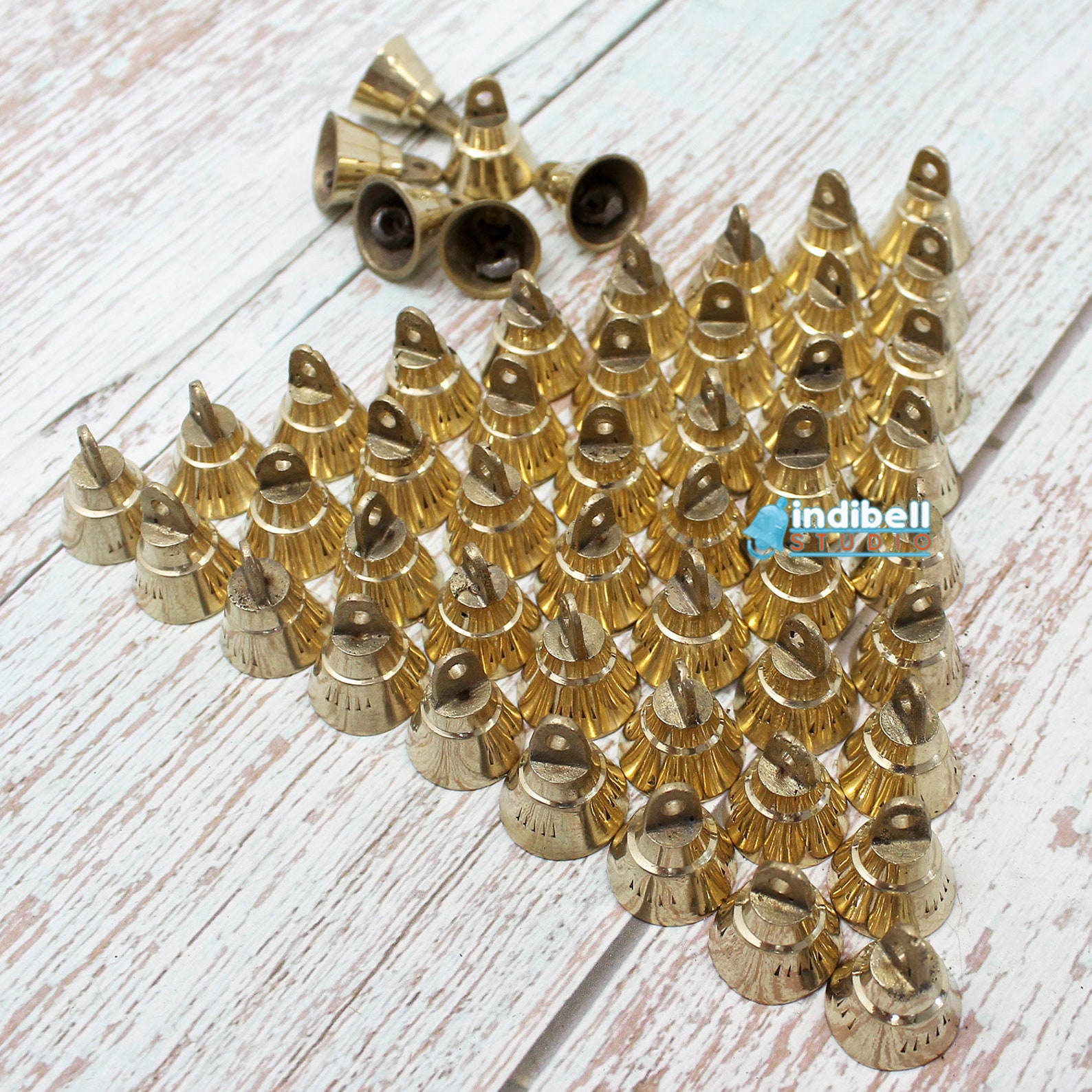 25 Golden Brass Bells Bells From India Bell Supplies Mini - Etsy