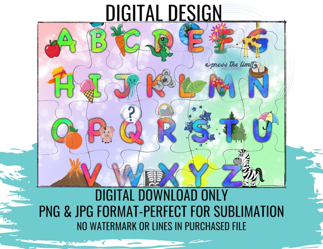 Alphabet Puzzle Digital Design, Sublimation, Back to School Puzzle ...