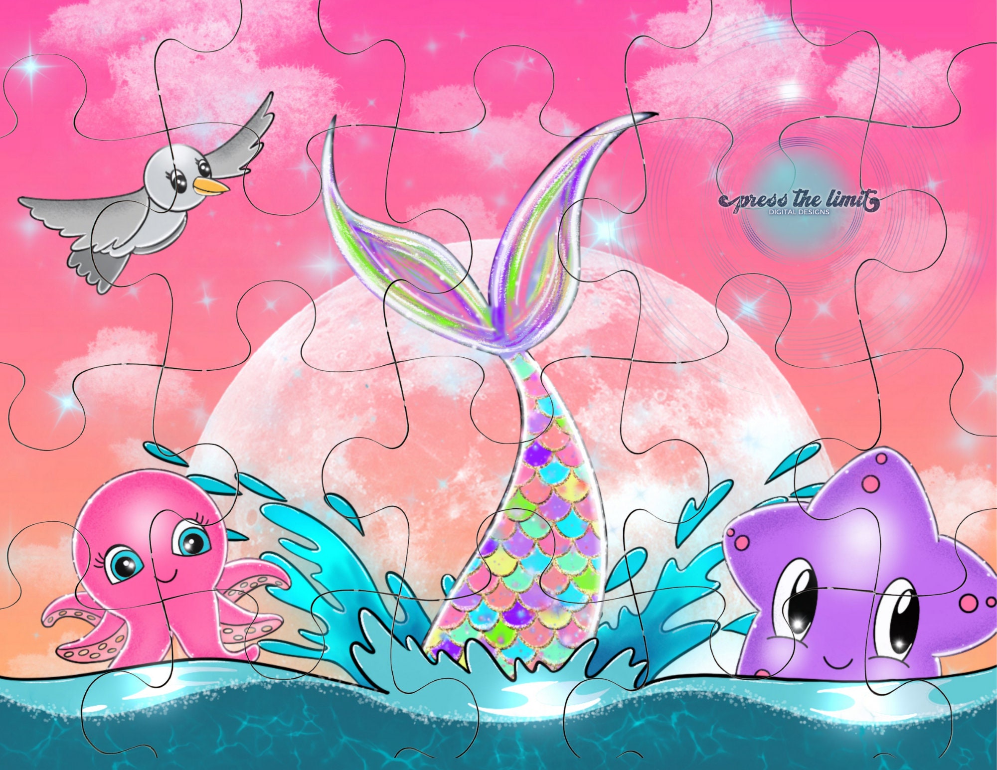 Mermaid Sea Friends Puzzle Digital Design-sublimation-add Your Own Text ...