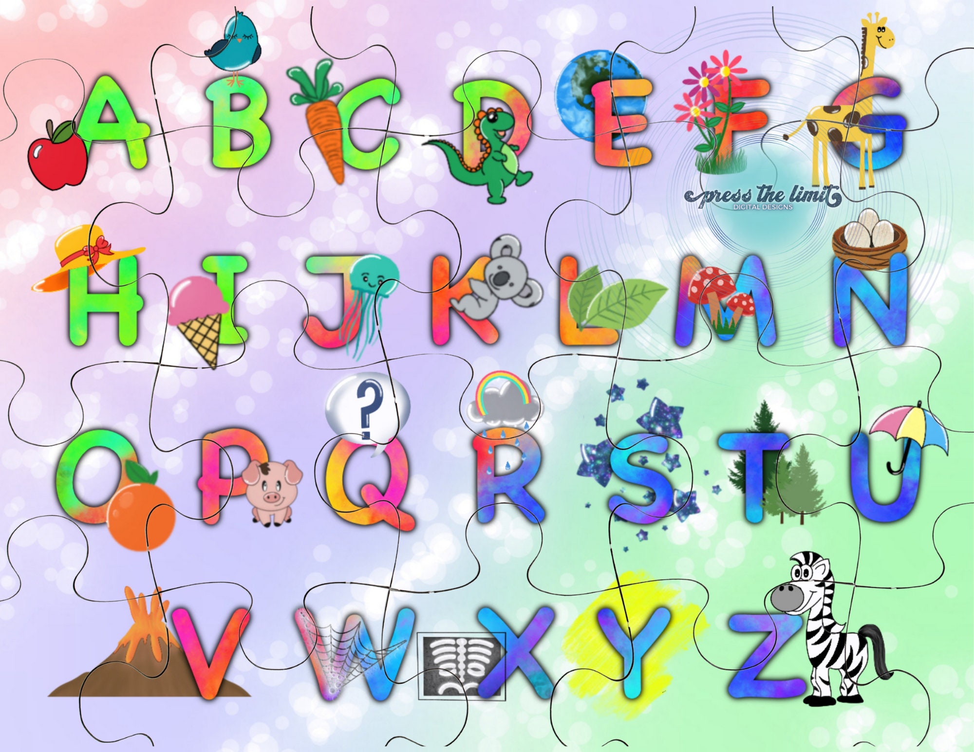 Alphabet Puzzle Digital Design, Sublimation, Back to School Puzzle ...