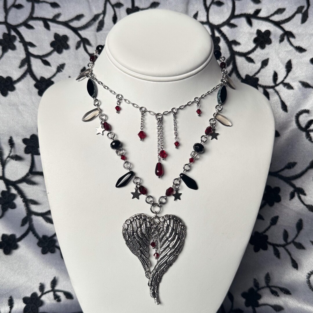Bleeding Angel Layered Beaded Choker Necklace - Etsy