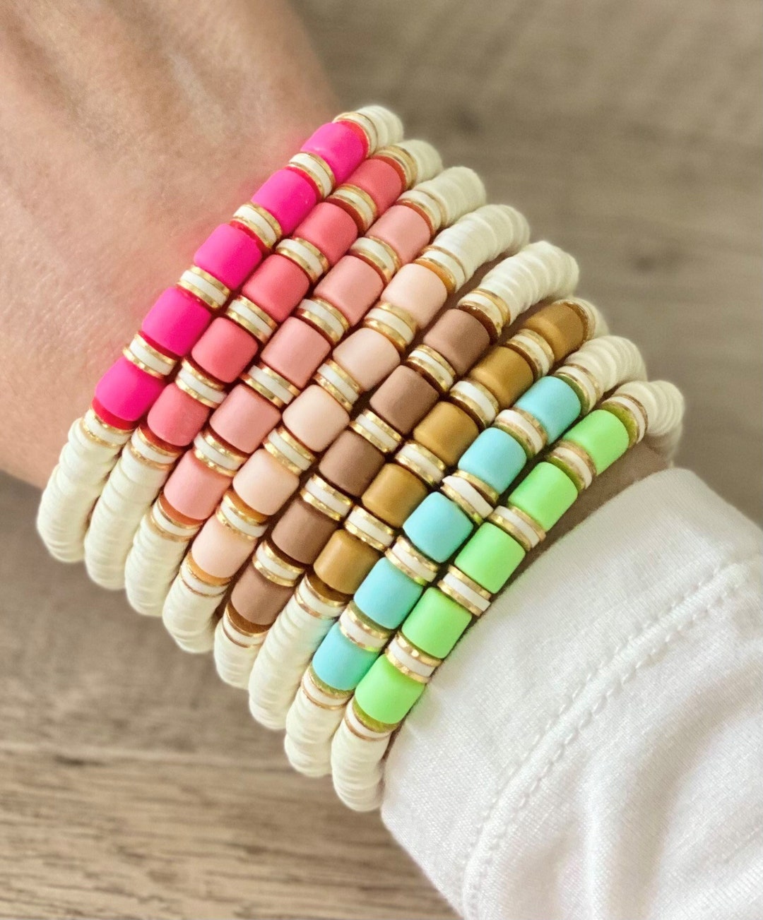 The Macaron Bracelet Stack, Stretchy Stackable Bracelets in a Variety of Colors - Etsy