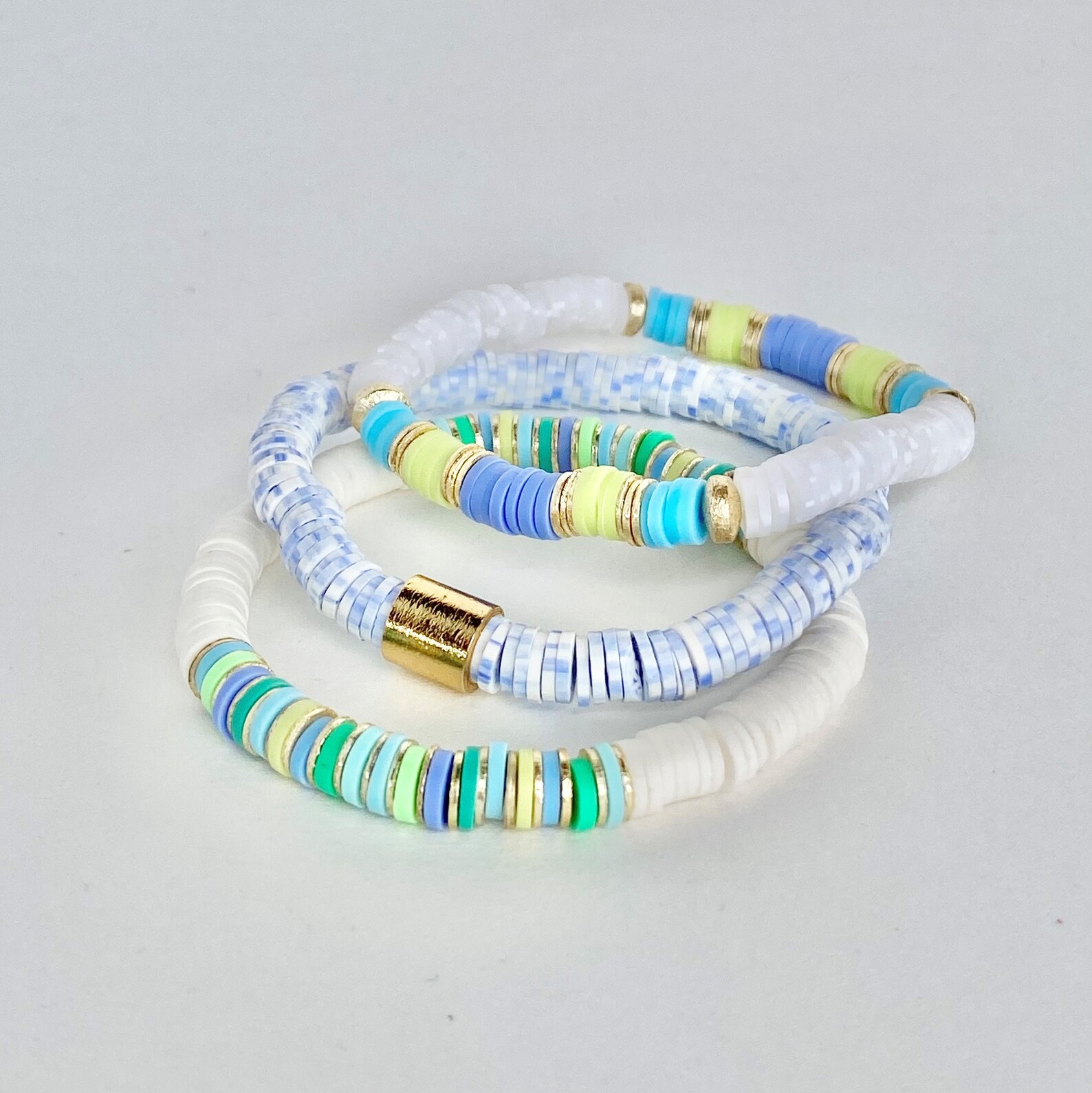 The Island Bracelet Stack, Stretchy Stackable Bracelets With Heishi ...